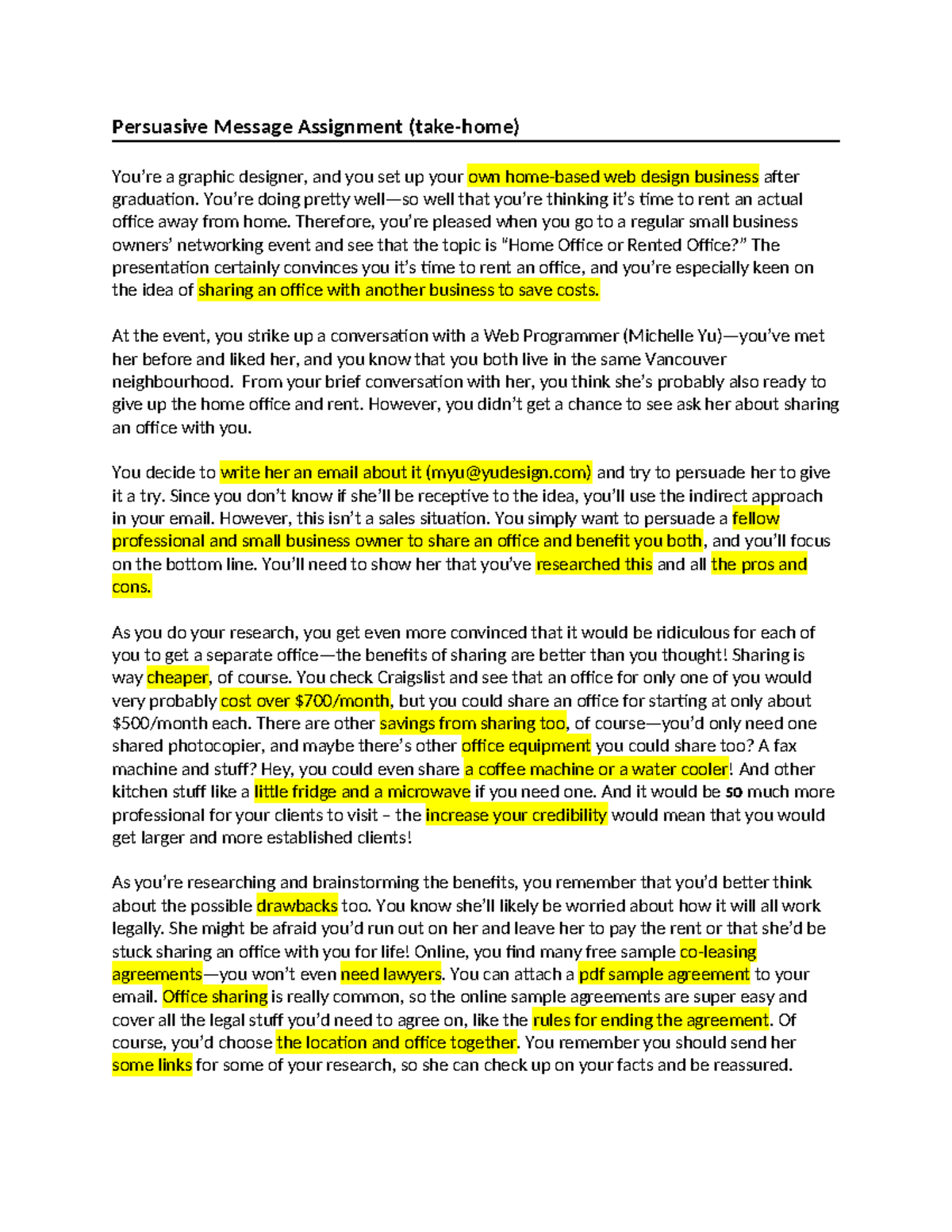 Assignment - Persuasive Message - Persuasive Message Assignment (take ...