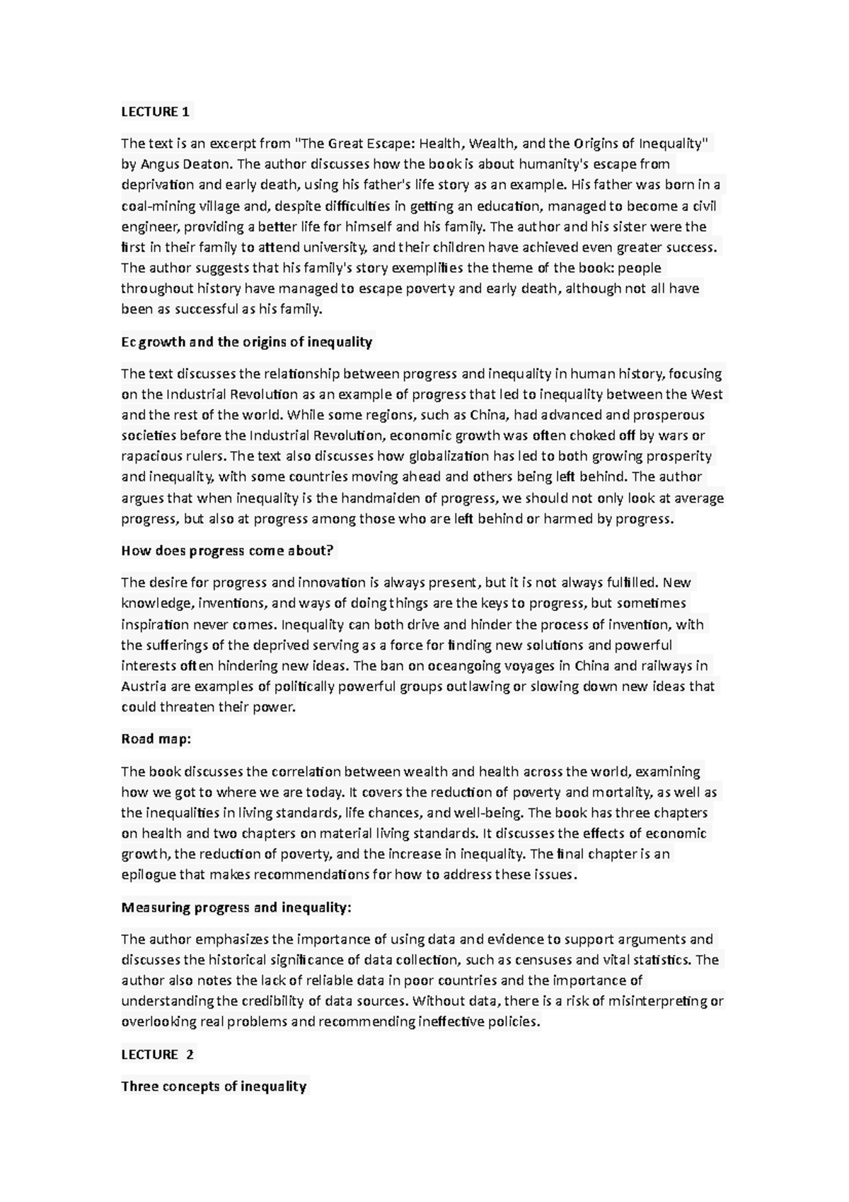 Summaries essential lectures 1-7 - LECTURE 1 The text is an excerpt ...