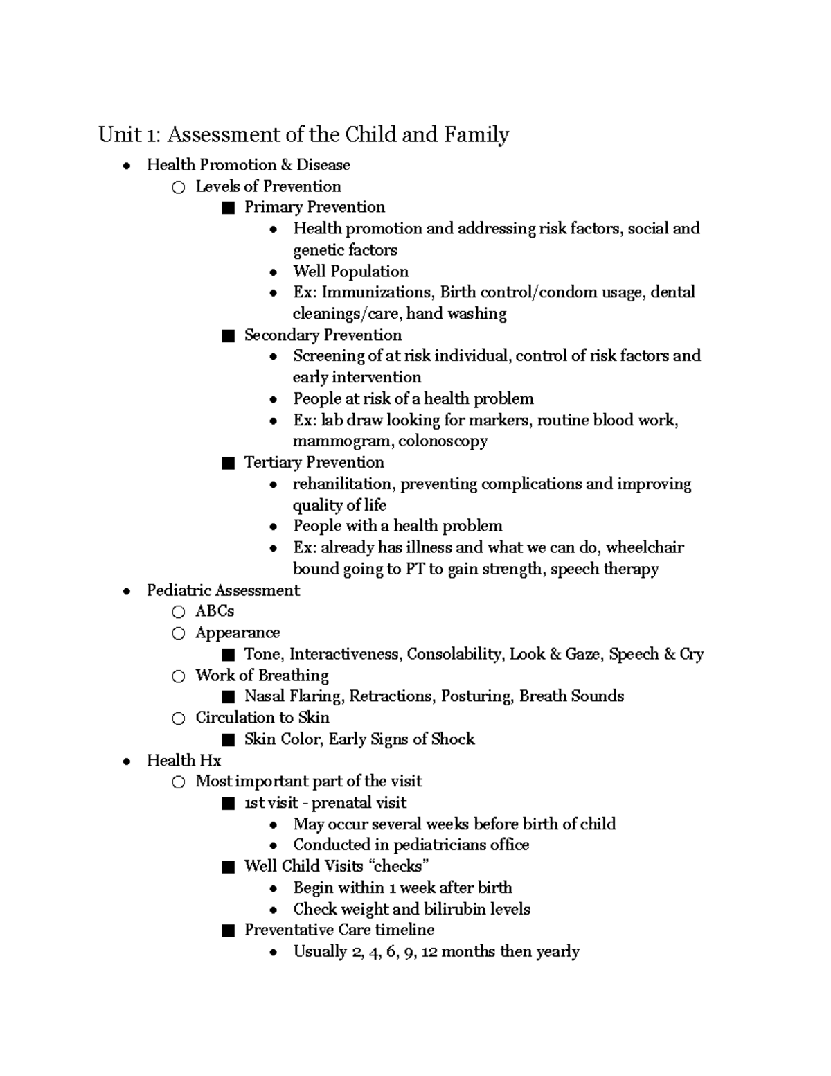 308 Unit 1 Assessment of the Child and Family - Unit 1: Assessment of ...