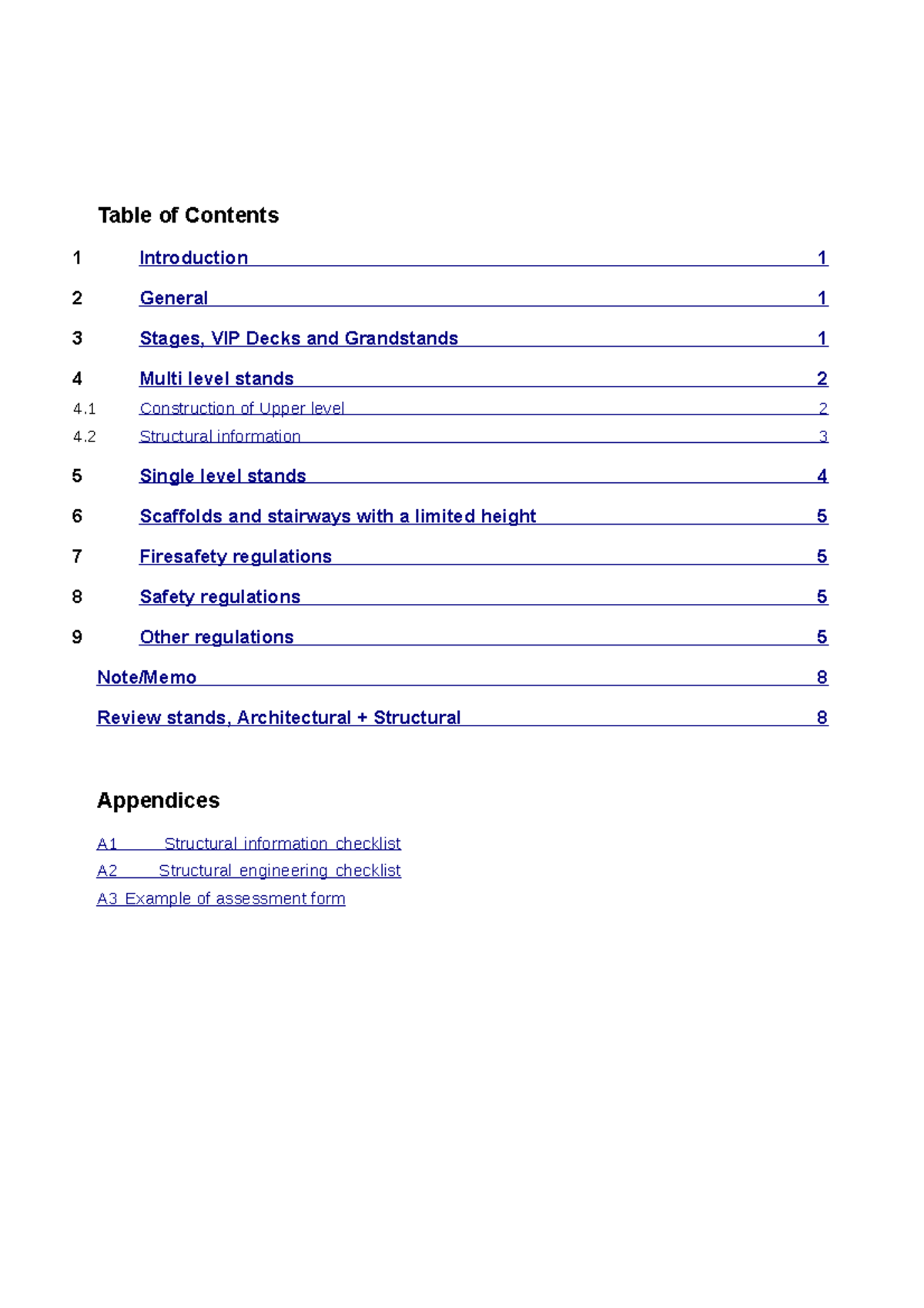 RAI-DD-Structural-Manual-Stands EN - Table of Contents 1 Introduction 1 ...