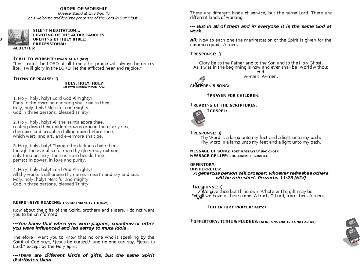 April-7-2024 - please accept - ORDER OF WORSHIP (Please Stand at this ...