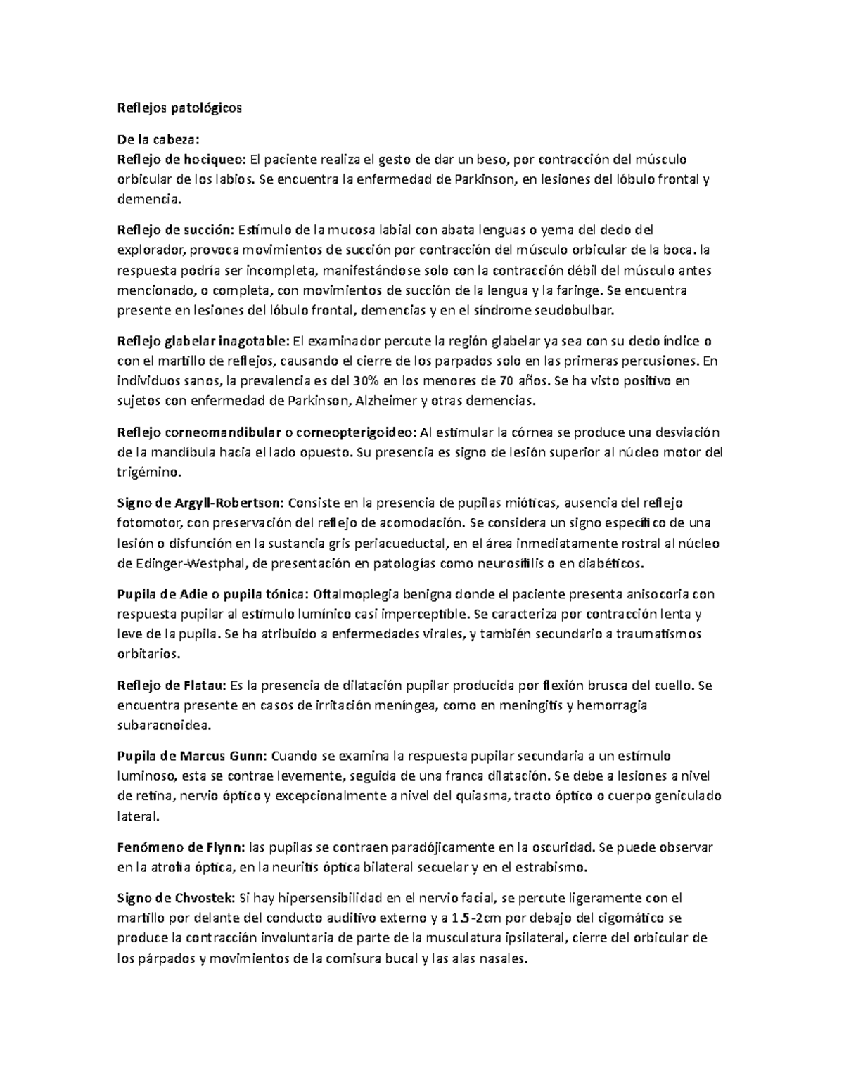 Reflejos patológicos - Reflejos patológicos De la cabeza: Reflejo de ...