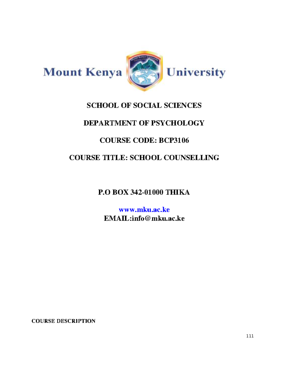 BCP3106 School Counselling - SCHOOL OF SOCIAL SCIENCES DEPARTMENT OF ...