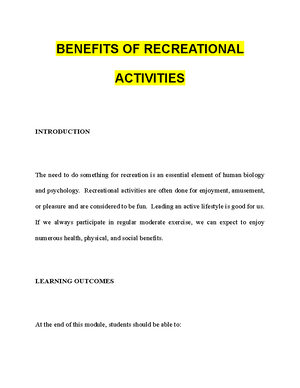 Types OF Recreational Activities - TYPES OF RECREATIONAL ACTIVITIES ...