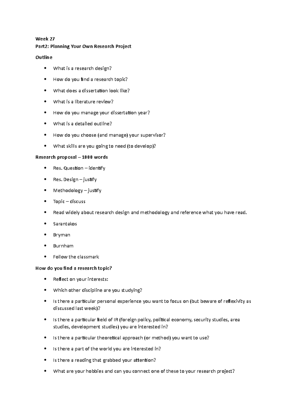 Planning Your Own Research Project - Question identify Res. Design ...