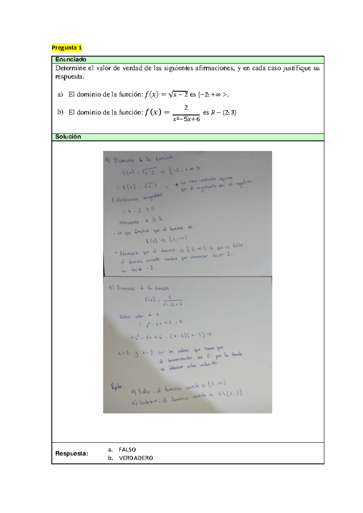 T1 - Examen T1 - Mate basica - Ciclo 1 - Pregunta 1 Enunciado Determine el valor de verdad de ...