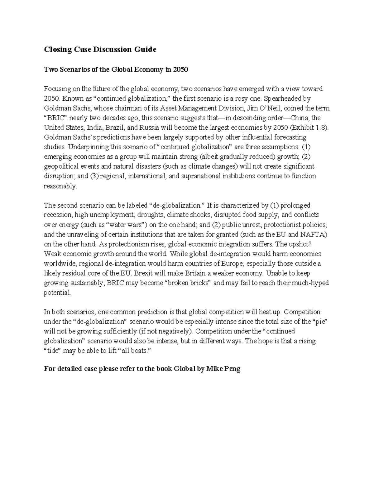 Closing Case Discussion Guide-Week 1 - Closing Case Discussion Guide ...