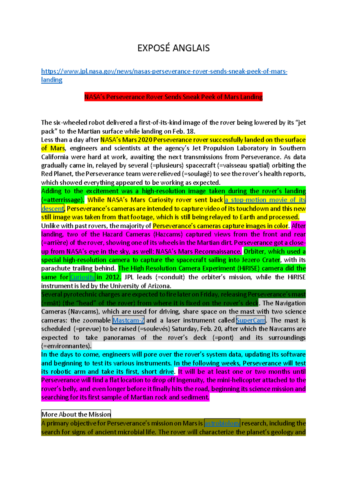 Plan D’Un Exposé En Anglais _ Exposé En Anglais Seconde – BPJN
