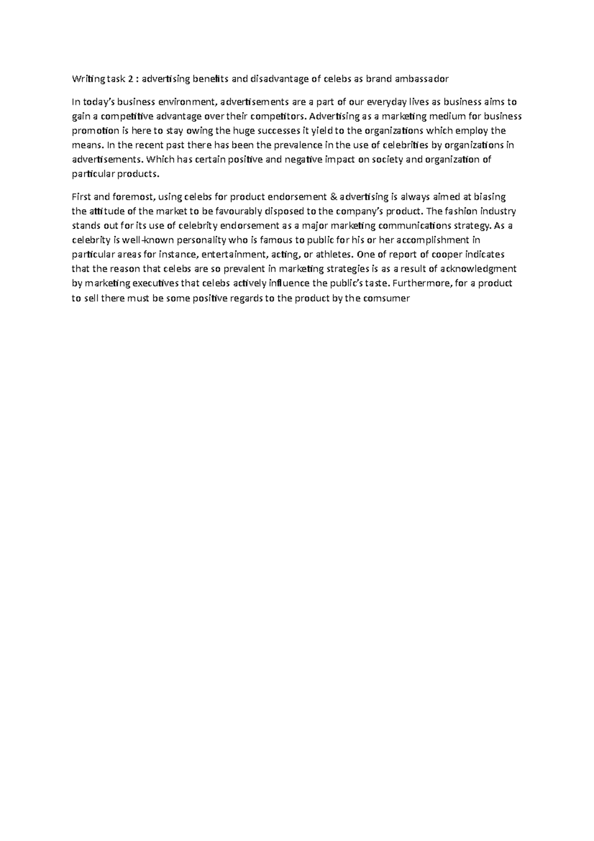 Writing Task 2 Essay Writing Task 2 Advertising Benefits And