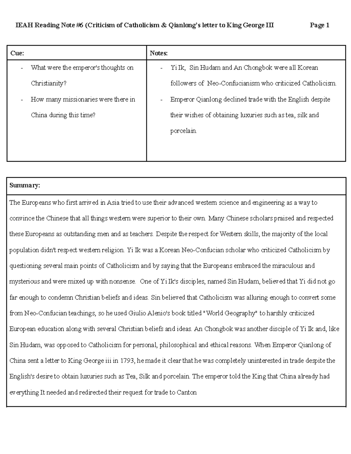 Introduction to East Asian History Reading Note 6 - 1222 - SMU - Studocu