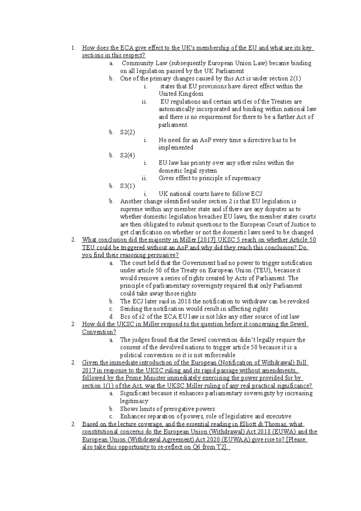 Public tutorial 8 - How does the ECA give effect to the UK's membership ...