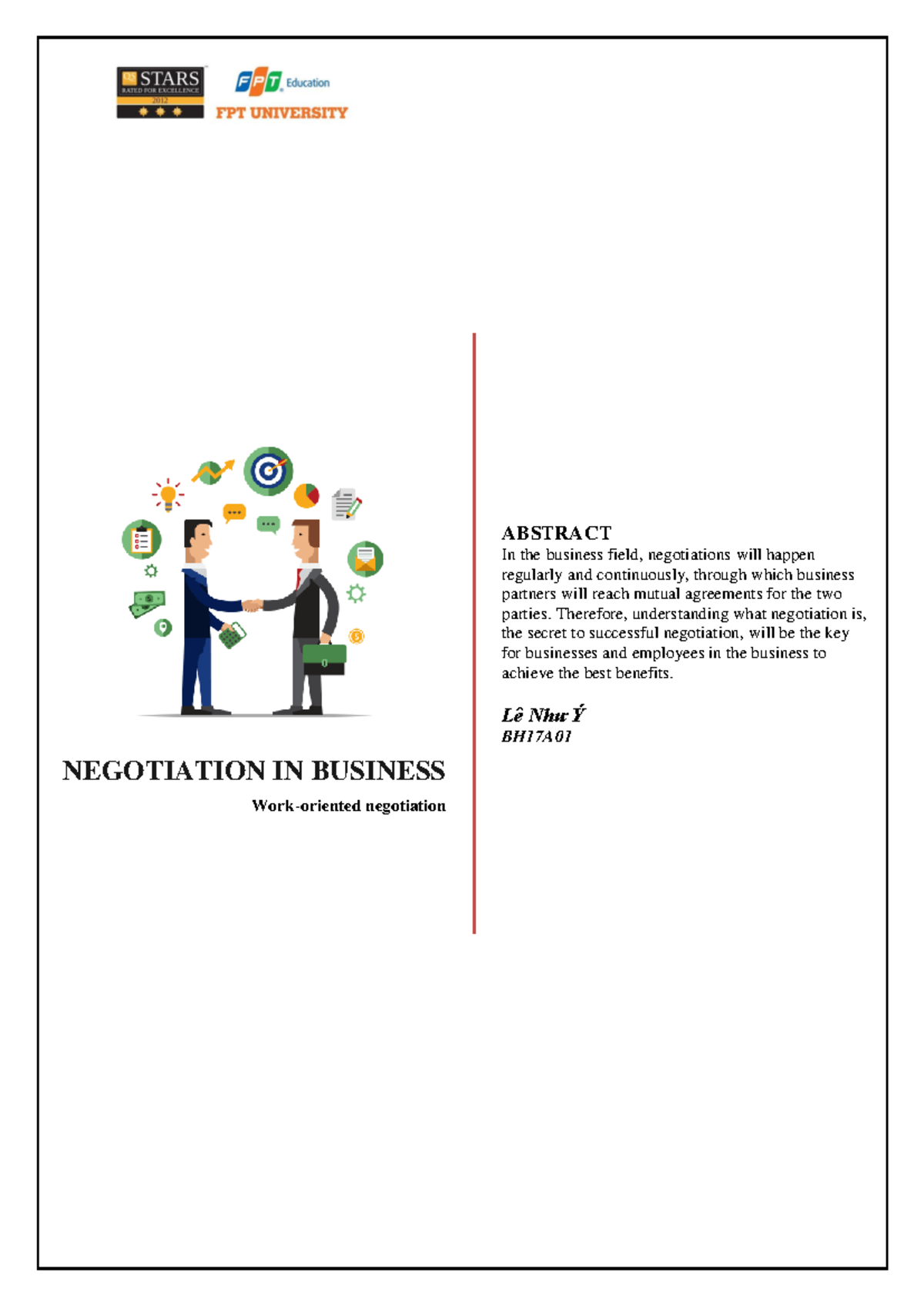 BH1701 Le Nhu Y IA - Individual assignment - NEGOTIATION IN BUSINESS ...