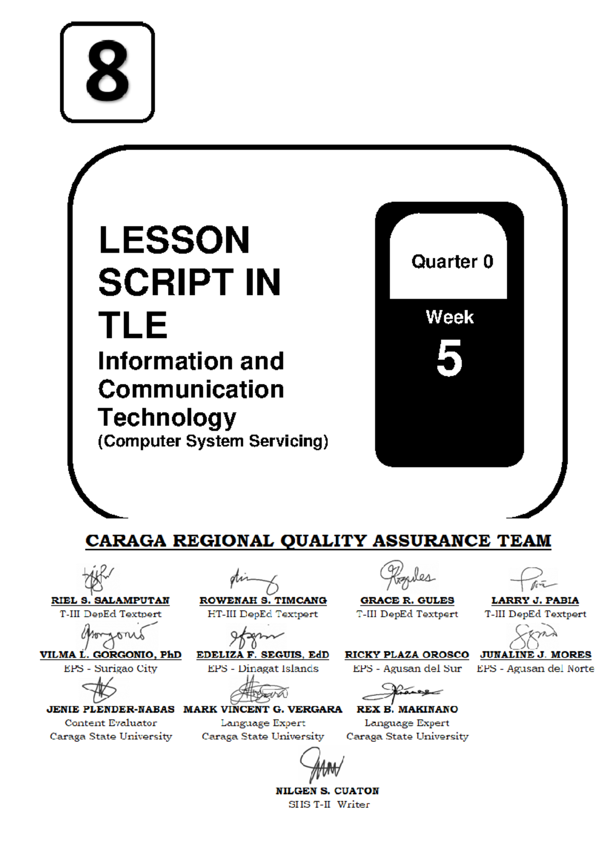 WEEK 5 Reading - fridays - LESSON SCRIPT IN TLE Information and ...