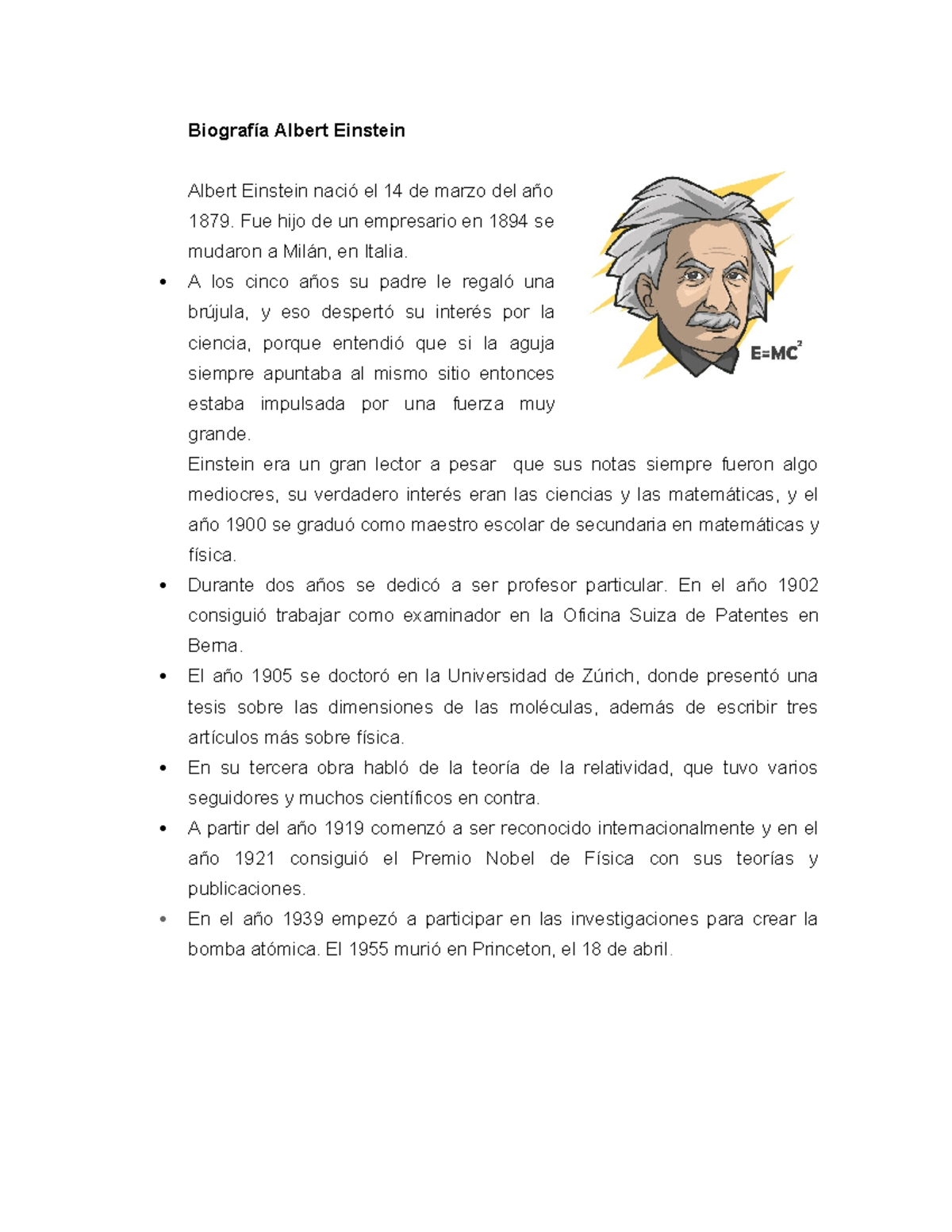 Biografía Albert Einstein 124743 - Biografía Albert Einstein Albert ...