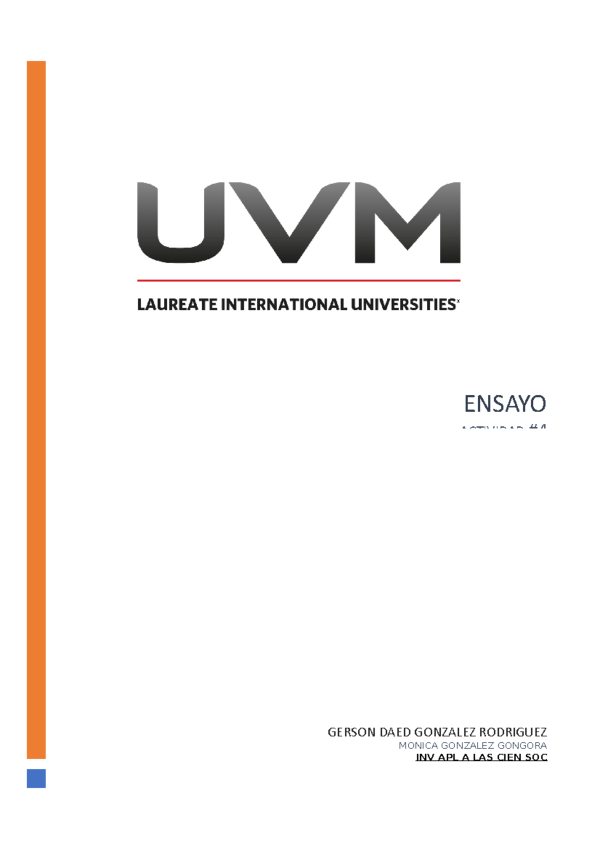 A#4 GDGR - ACTIVIDAD 4 - Investigación aplicada - UVM - Studocu