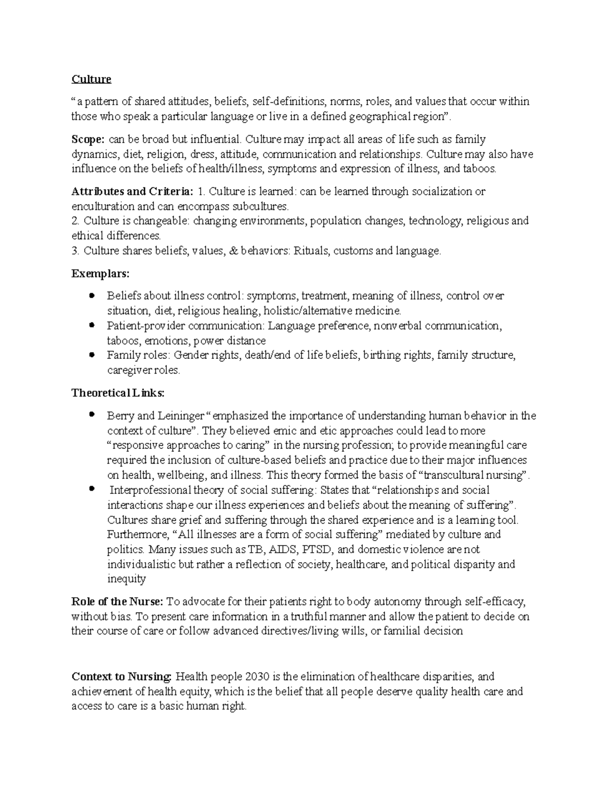 Culture - Concept Map - Culture “a pattern of shared attitudes, beliefs ...
