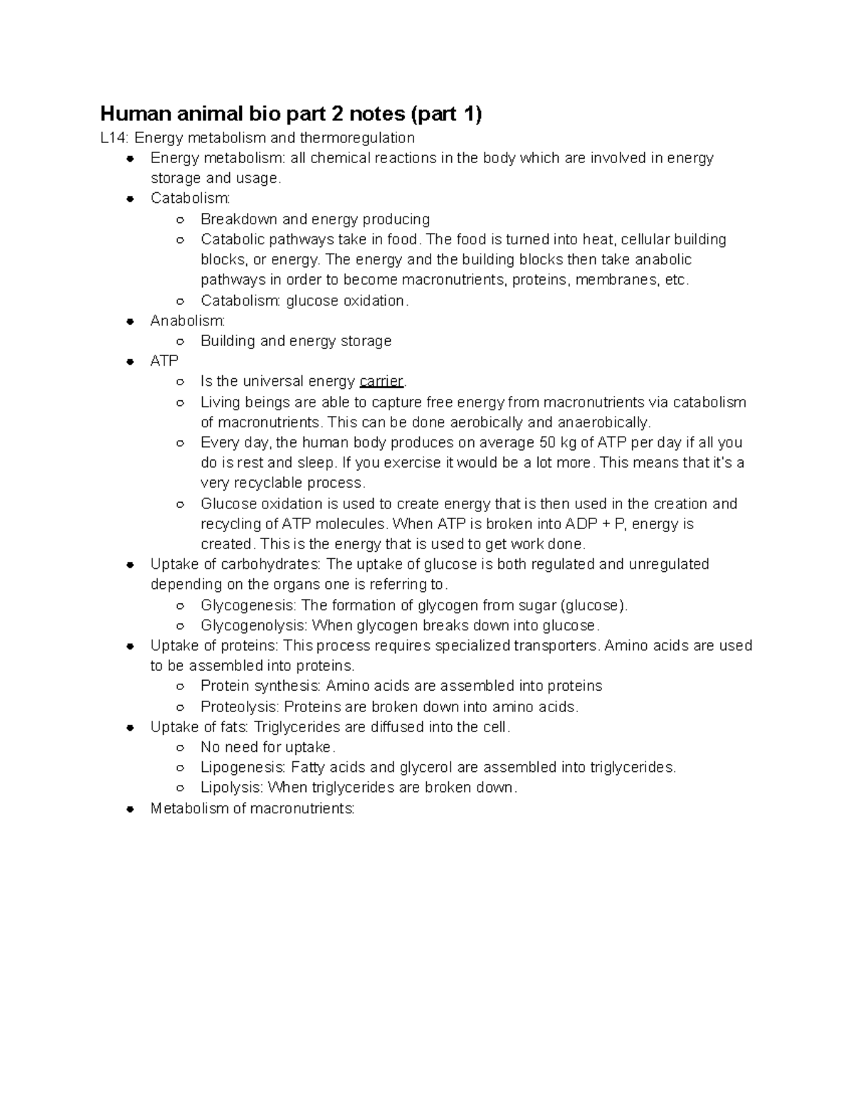Human animal bio 2 notes - Human animal bio part 2 notes (part 1) L14 ...