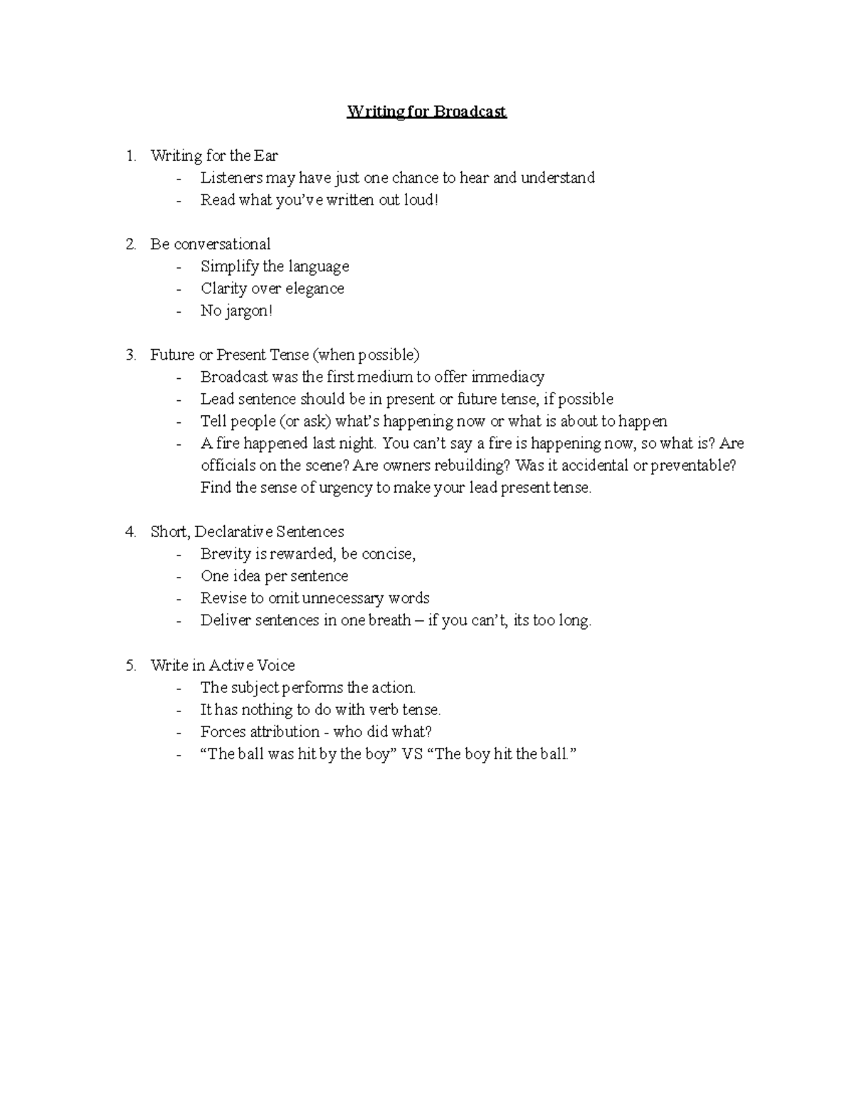 Writing for Broadcast - Writing for Broadcast Writing for the Ear ...