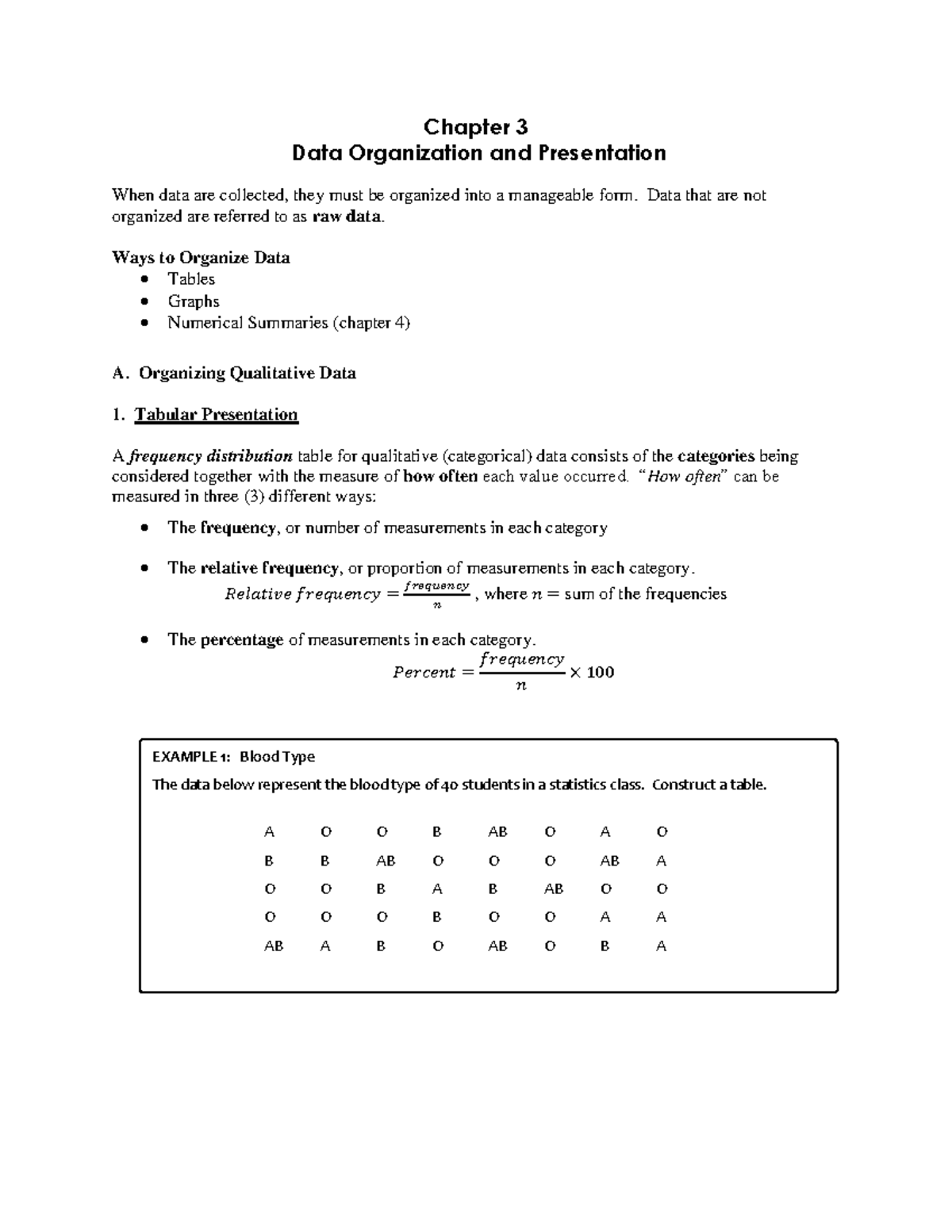 Data Organization part I - Chapter 3 Data Organization and Presentation ...