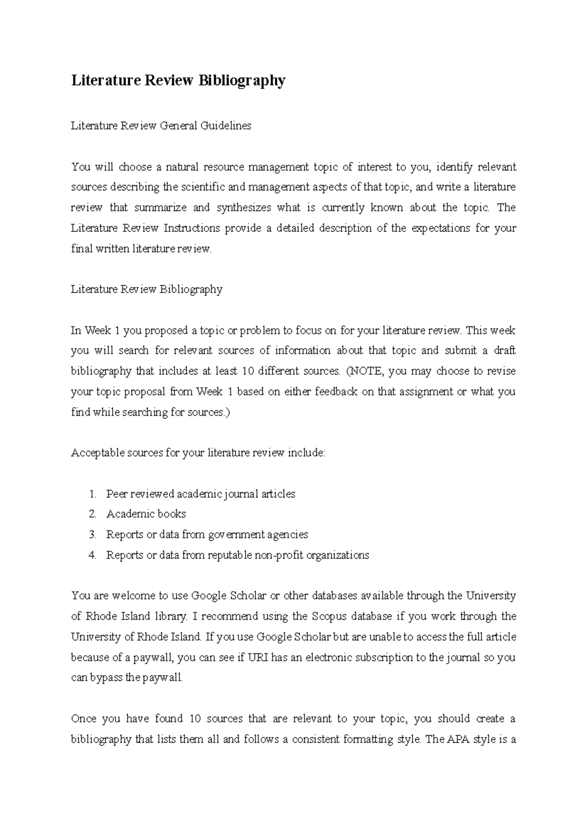 Literature Review Bibliography - Literature Review Bibliography ...