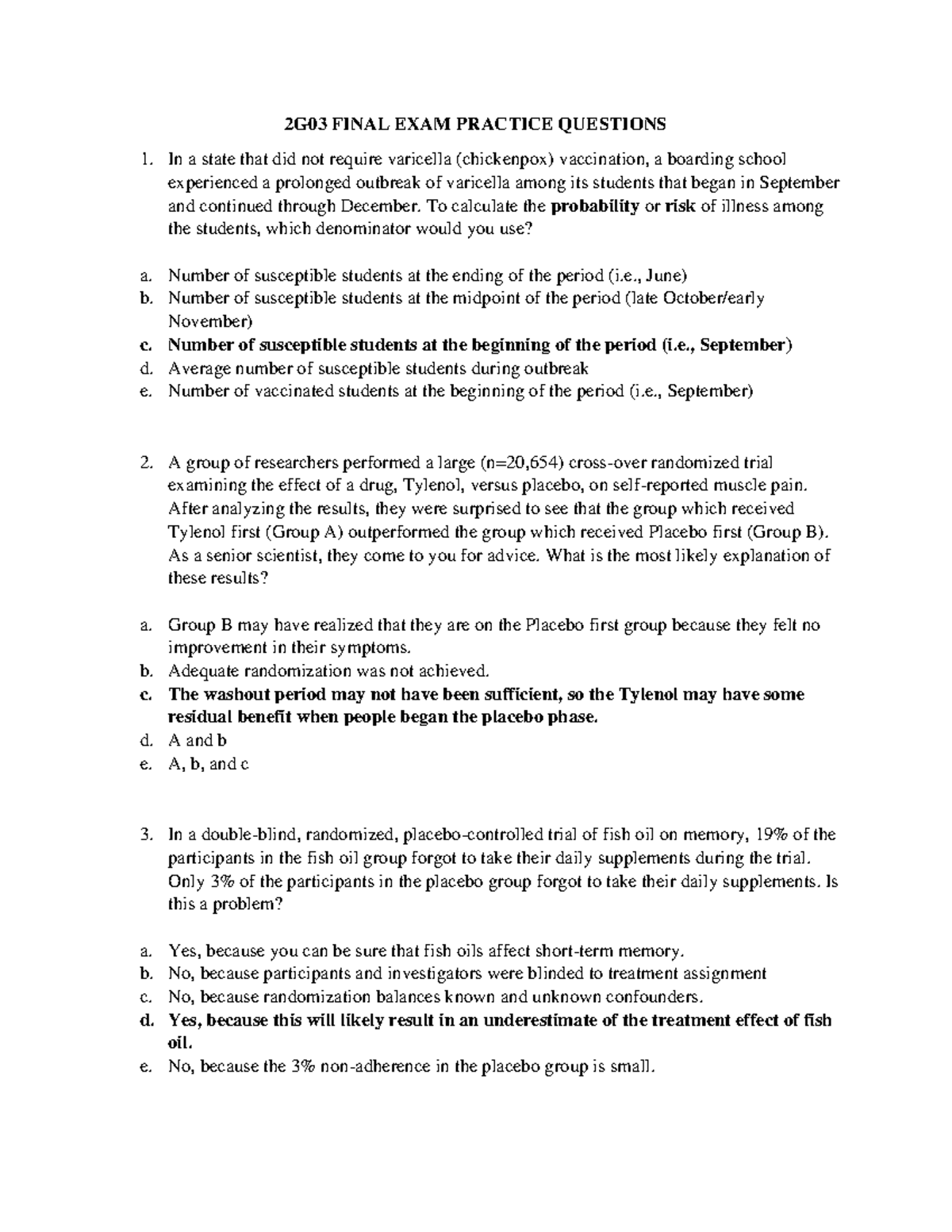 Final EXAM Practice Questions Solutions - 2G03 FINAL EXAM PRACTICE ...