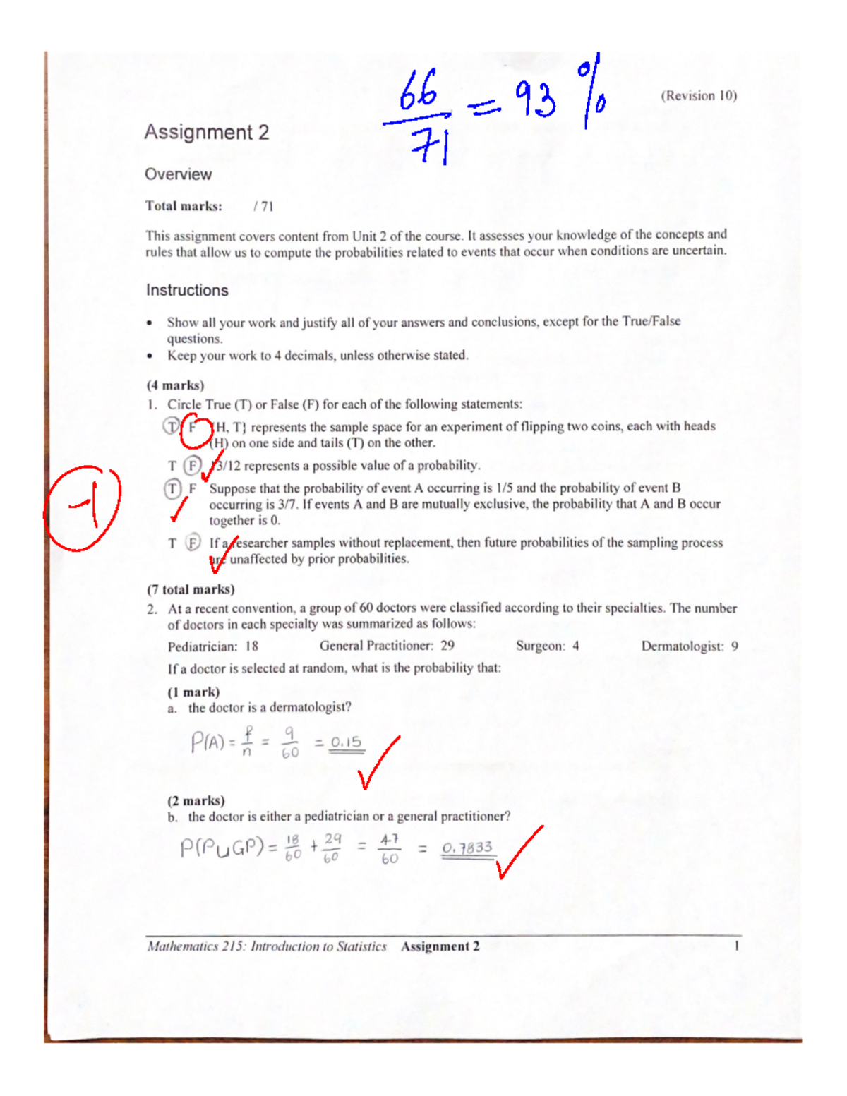 Statistics Assignment 2 - Math 215 - Studocu