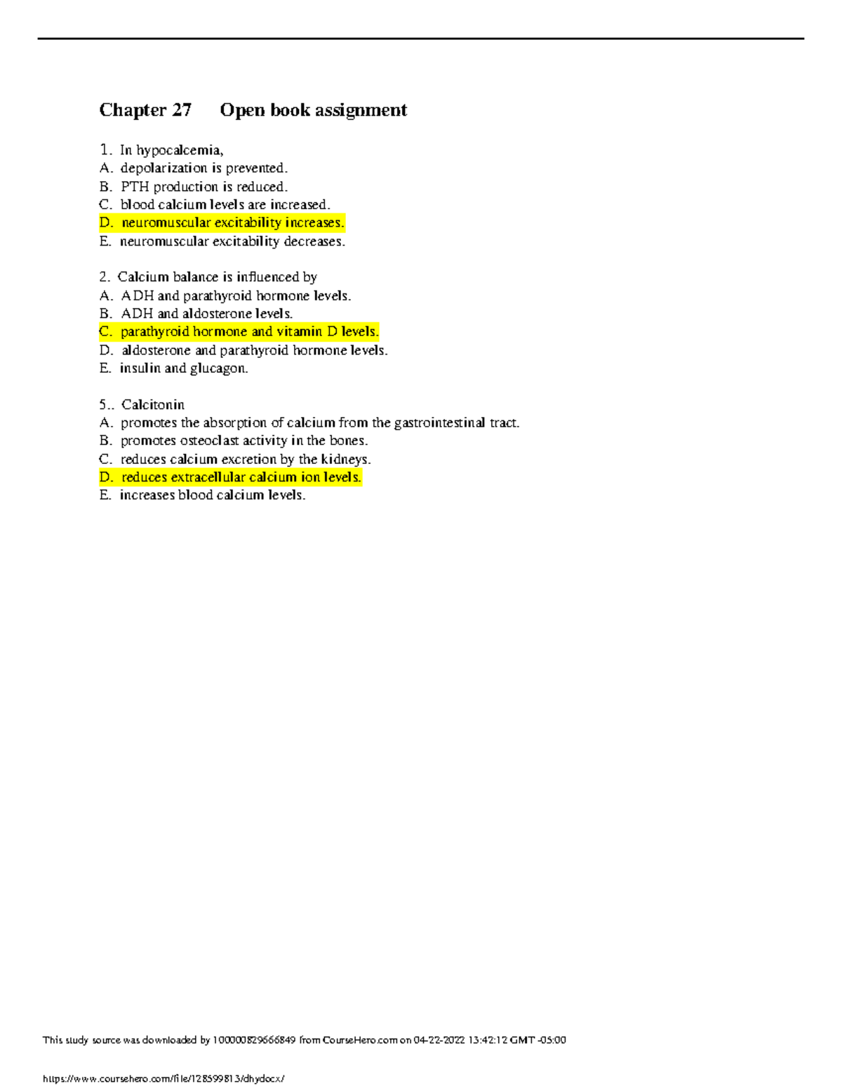 Dhy - Chapter 27 open book assignment BIOL2210 - Chapter 27 Open book ...