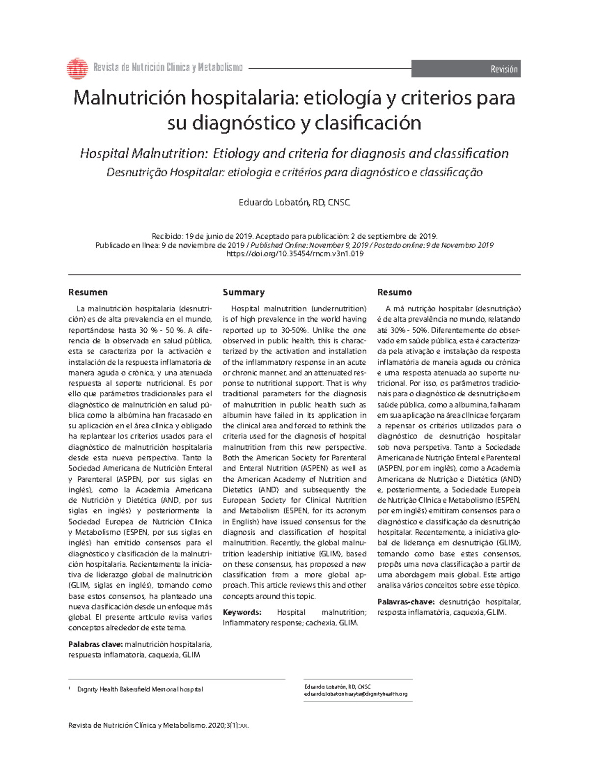 Criterios GLIM - 15 Malnutrición hospitalaria: etiología y criterios ...