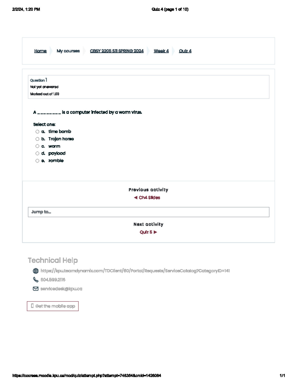 Quiz 4 - CAF - CBSY 2205 - Studocu