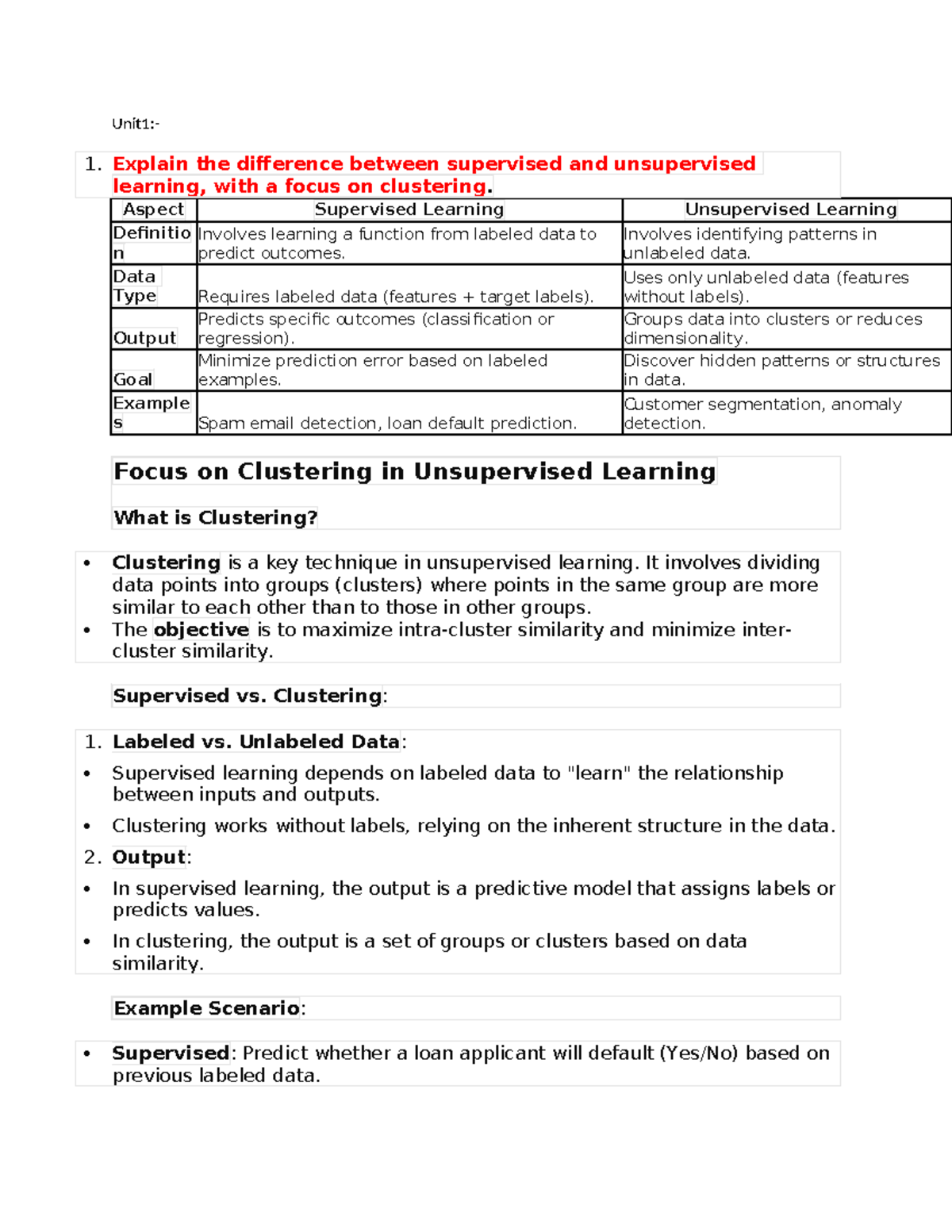 Unit1ml2 - Summary Deep Learning - Unit1:- 1. Explain the difference ...