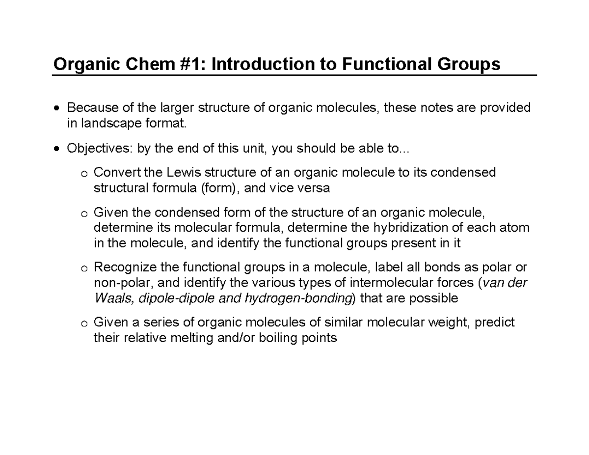 Microsoft Word - Organic 1 - Organic Chem #1: Introduction to ...