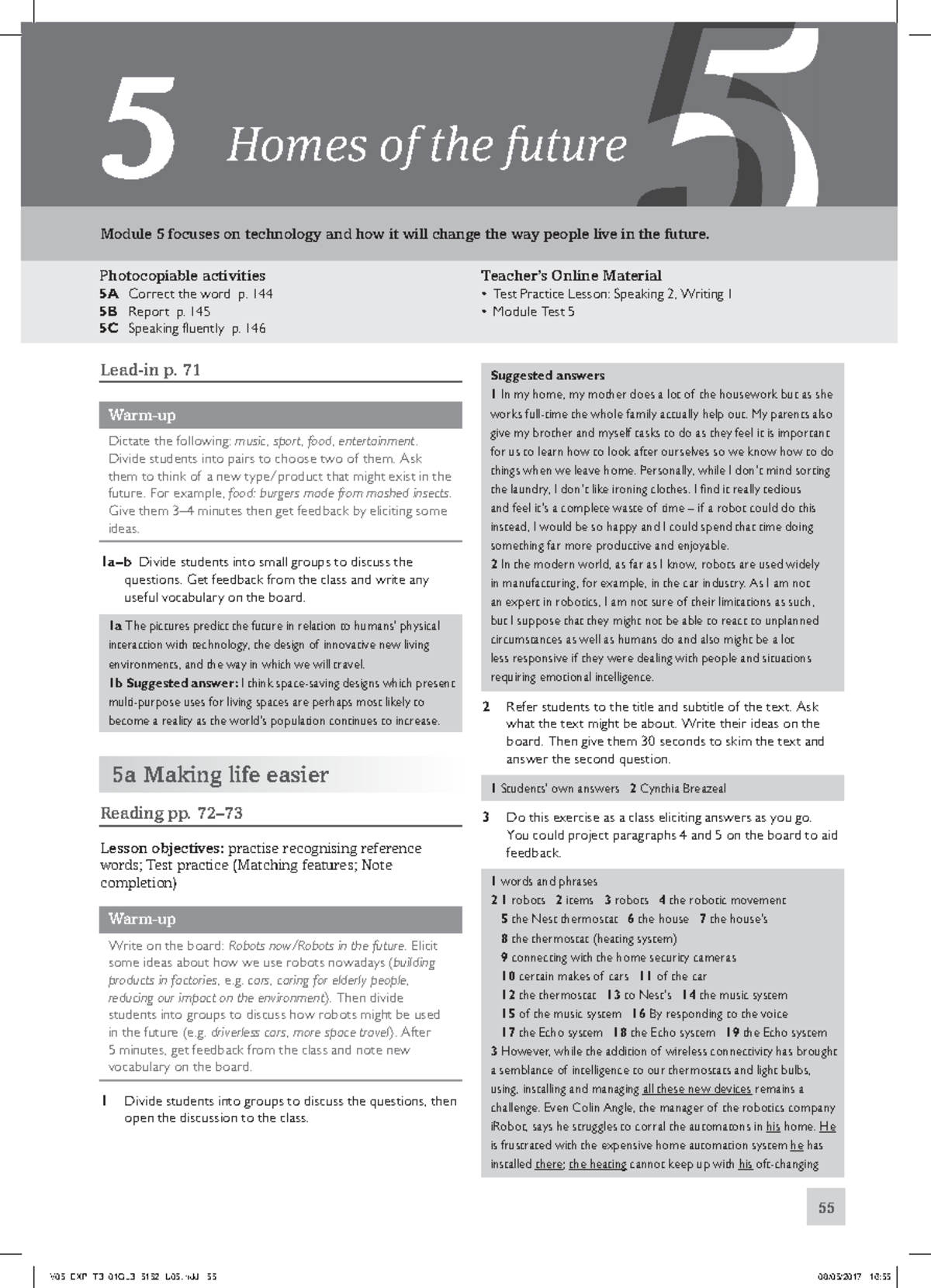 M05 EXP TB U05 - Notes - 55 5555555 Module 5 focuses on technology and ...