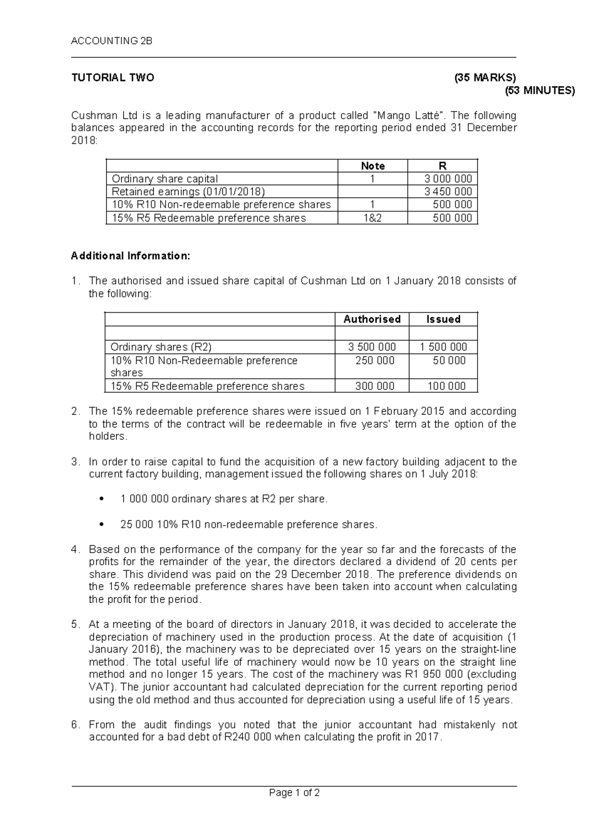 Tutorial Two - IAS 8 and SCE - ACCOUNTING 2B - Studocu