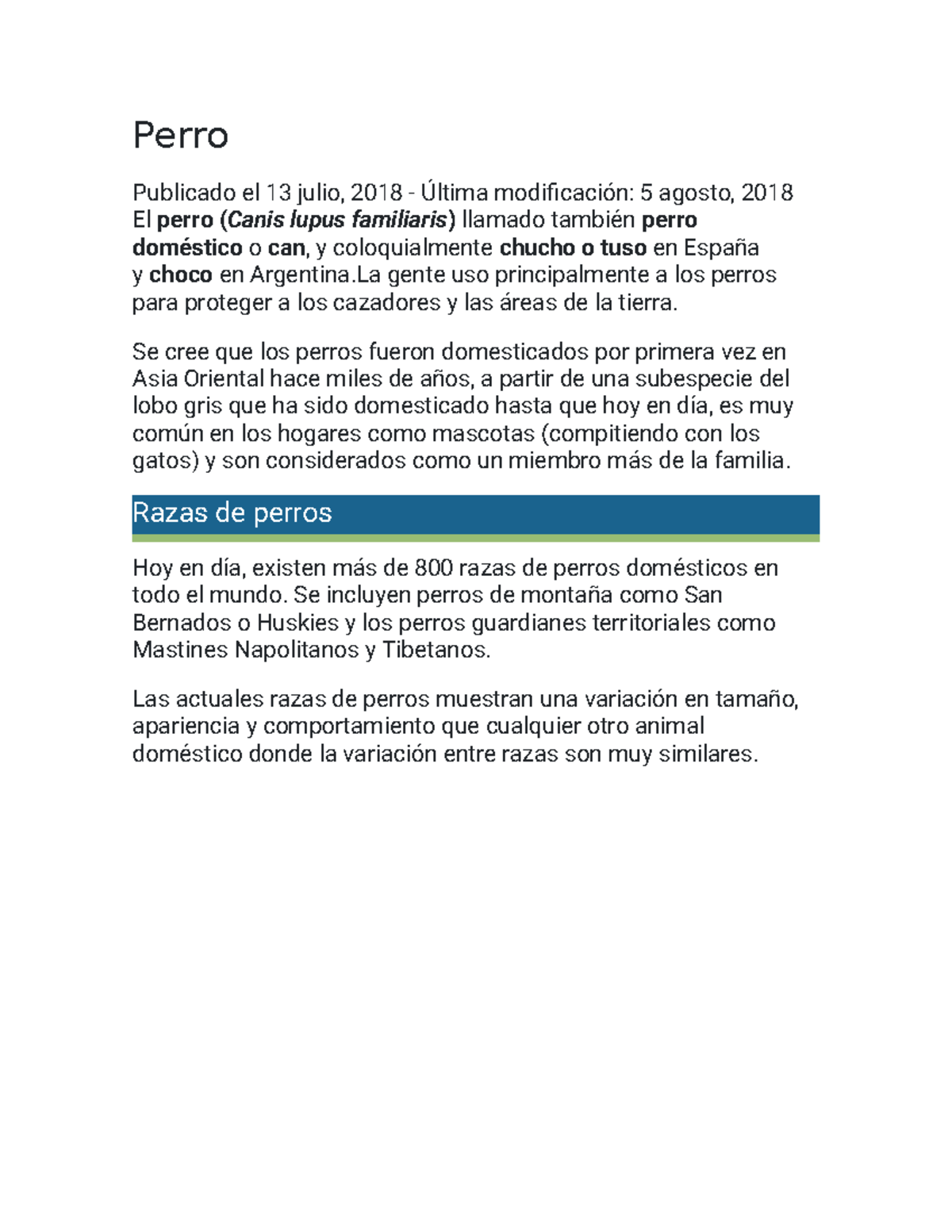 LOS Perros - Perro Publicado el 13 julio, 2018 - Última modificación: 5 ...