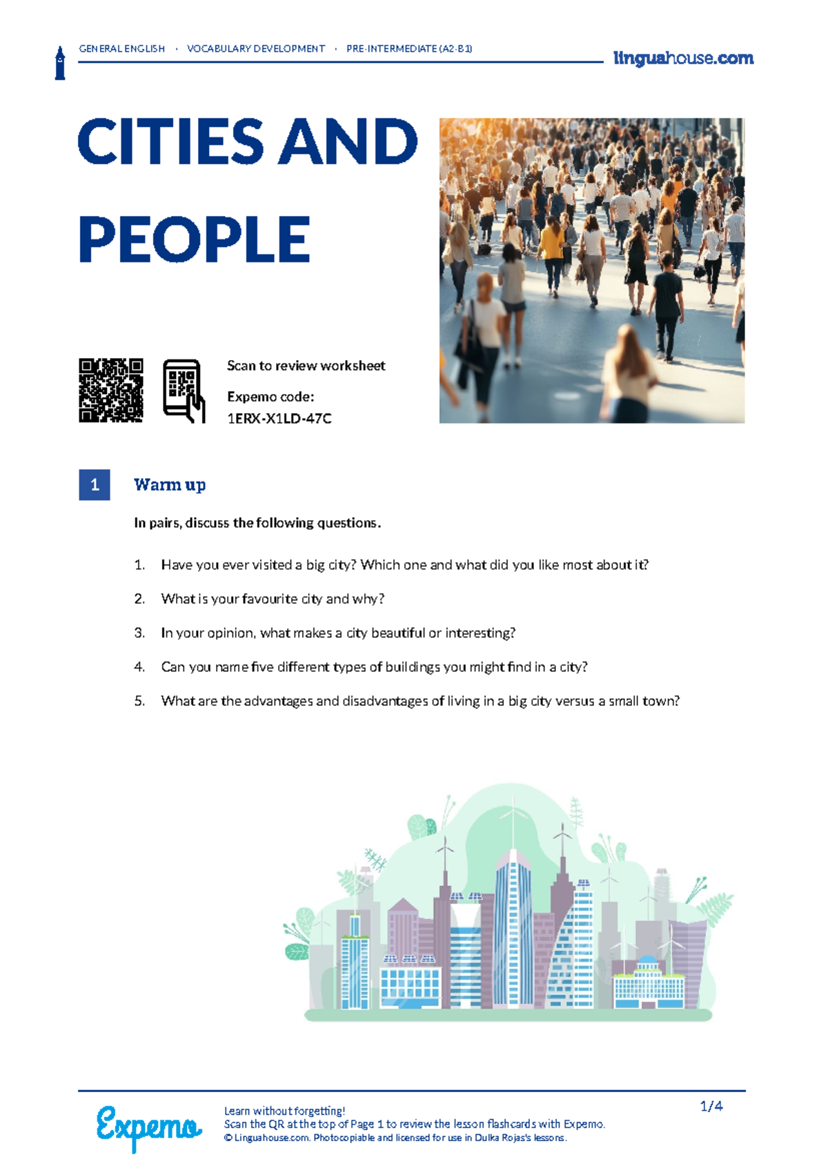 Cities and people british english teacher A2 B1 - GENERAL ENGLISH ...