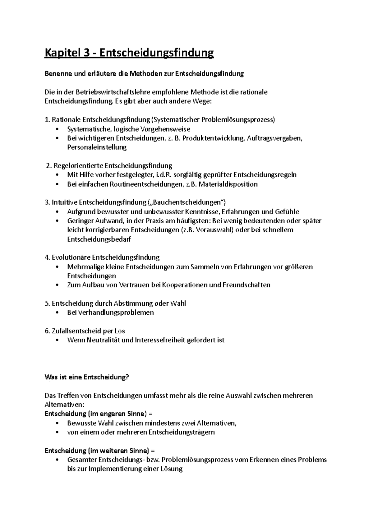 Kapitel 3 - Entscheidungsfindung - Kapitel 3 - Entscheidungsfindung ...