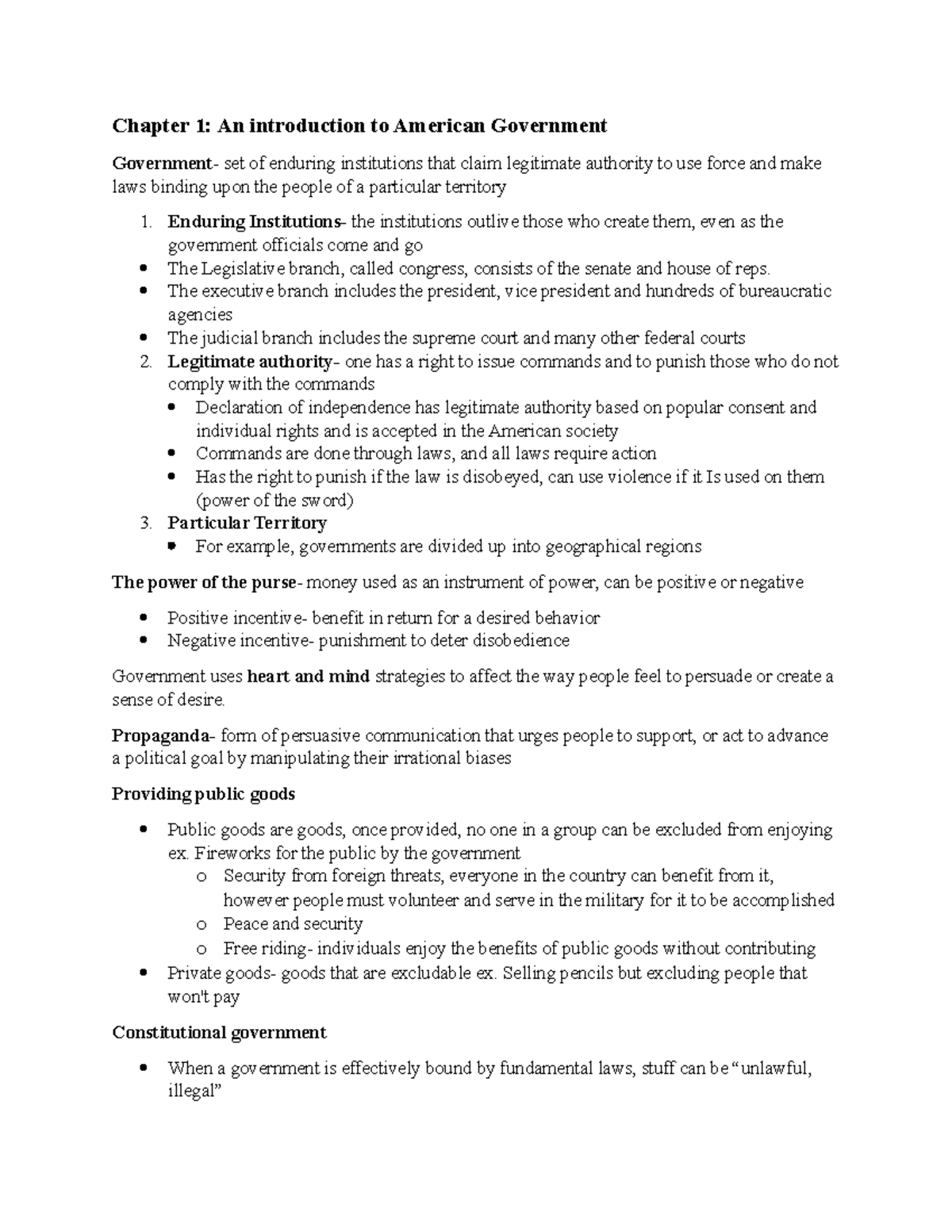 American gov. ch. 1 - slay - Chapter 1: An introduction to American ...