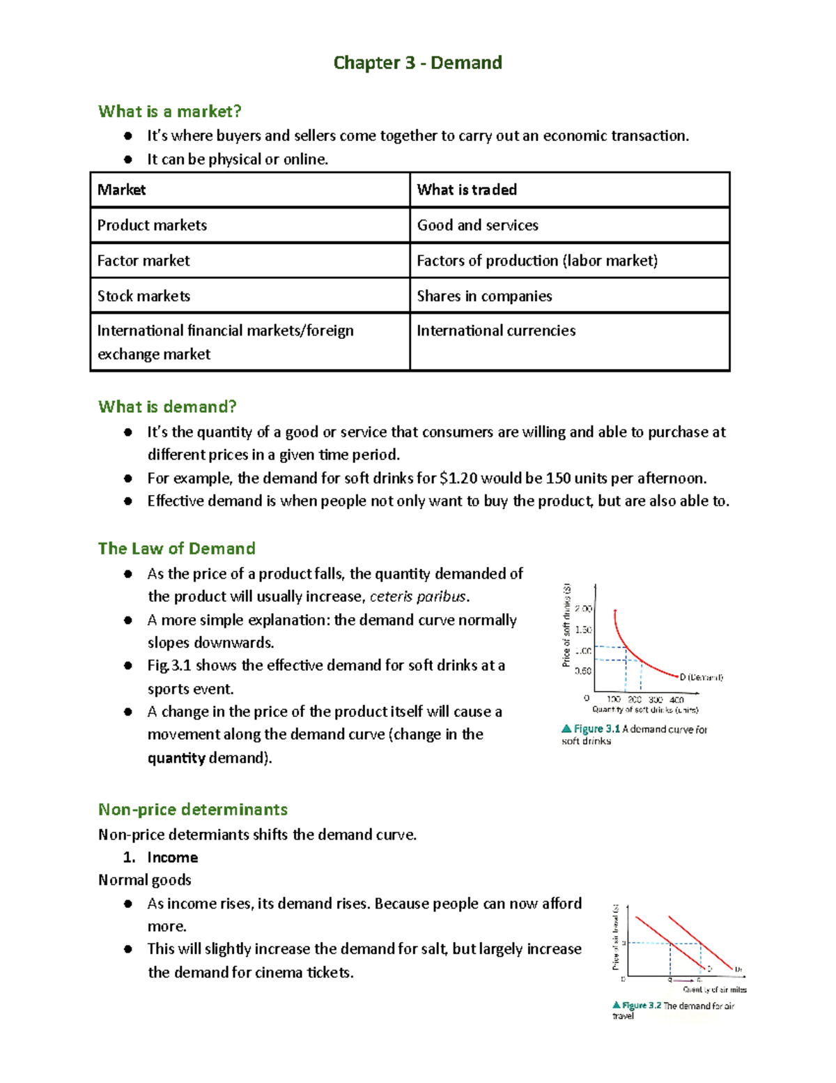 Chapter 3 - Demand - igcse eco notes - Chapter 3 - Demand What is a ...