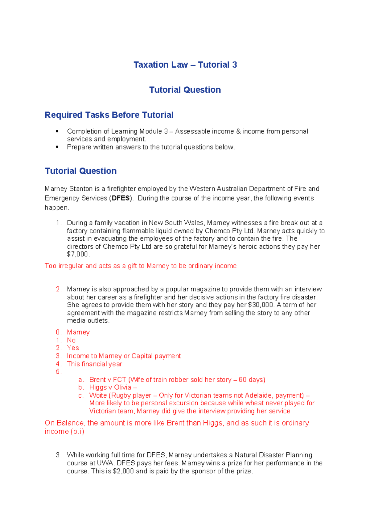 Tutorial 3 - Tutorial Questions - Taxation Law – Tutorial 3 Tutorial Question Required Tasks ...