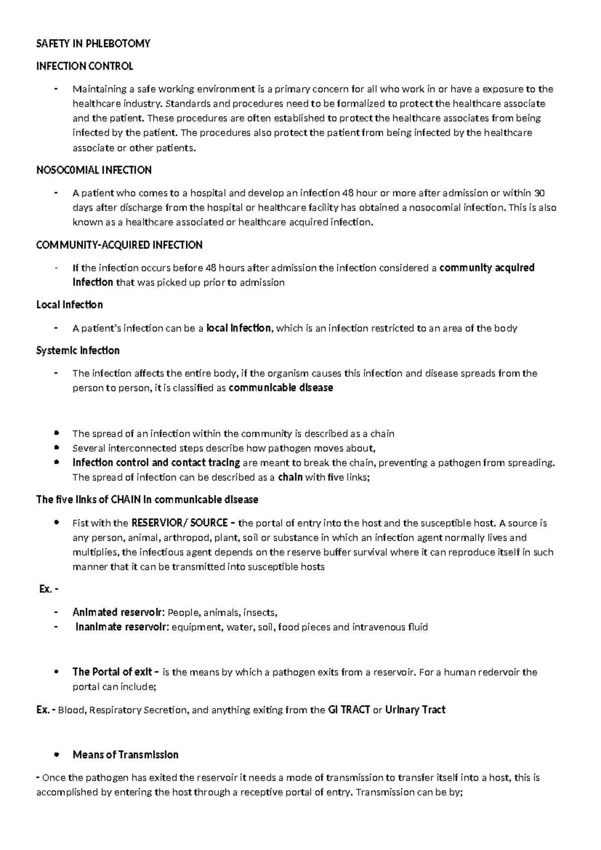 Safety IN Phlebotomy - SAFETY IN PHLEBOTOMY INFECTION CONTROL ...