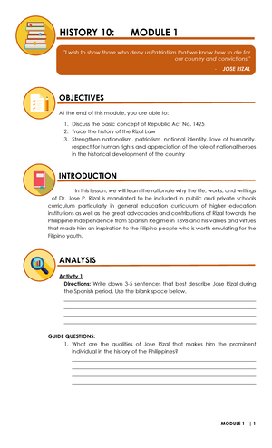 HIST 10 Module 3 - HISTORY 10: MODULE 3 OBJECTIVES At the end of this ...