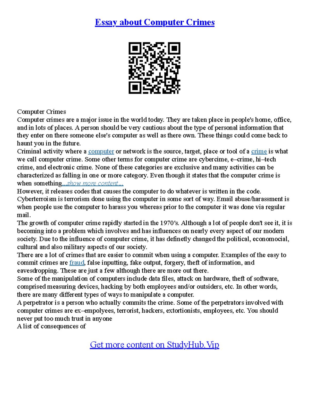 Essay About Computers - They are taken place in people's home, office ...