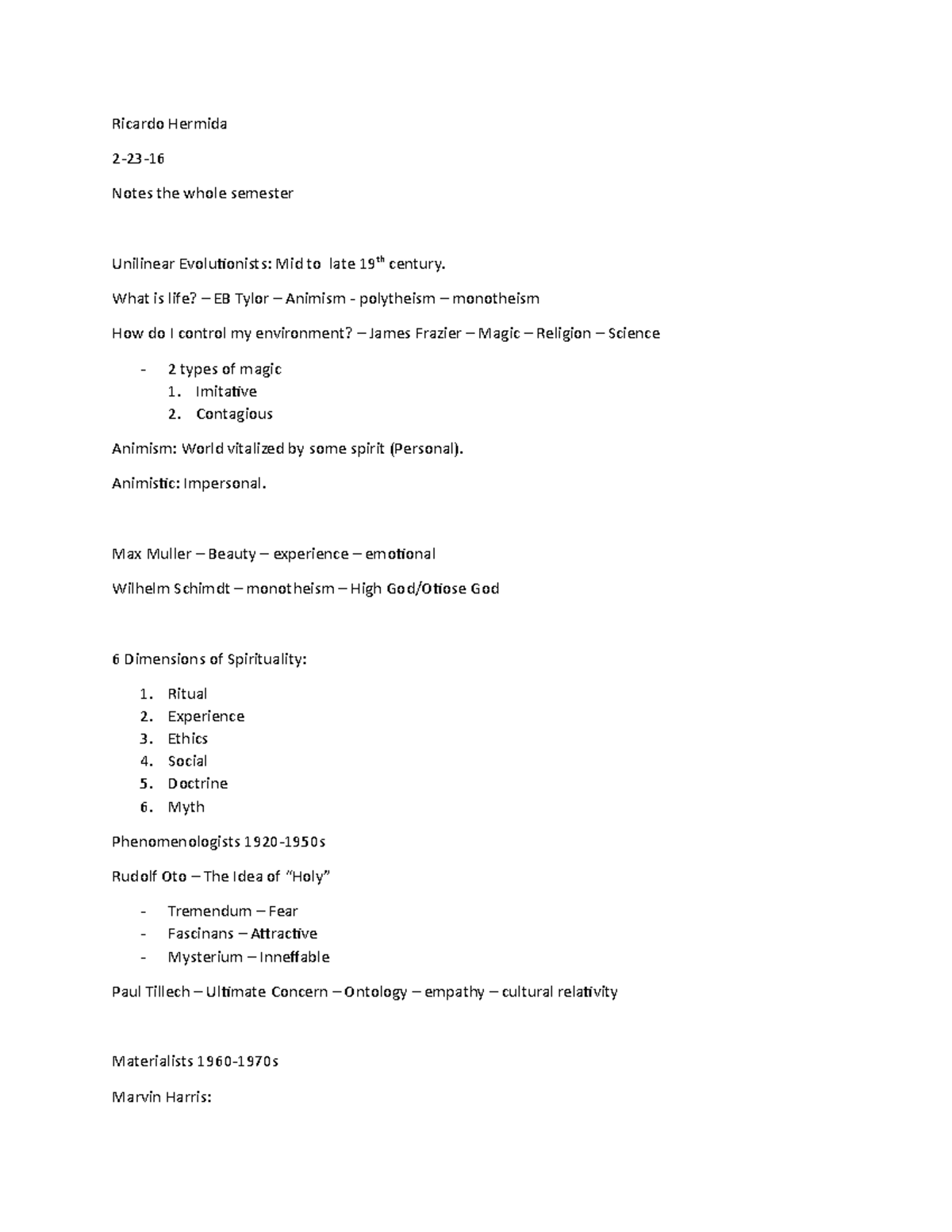 Notes for the Midterm Study guide - Ricardo Hermida 2-23-16 Notes the ...