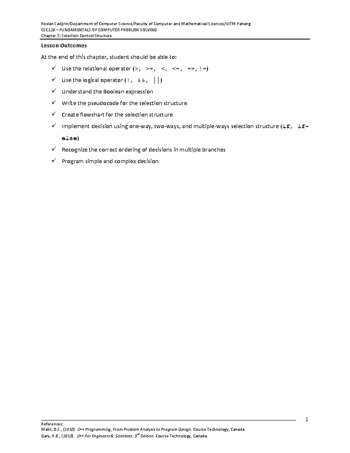 Csc128 3 - To get more understanding in chapter 3 - CSC128 – FUNDAMENTALS OF COMPUTER PROBLEM ...