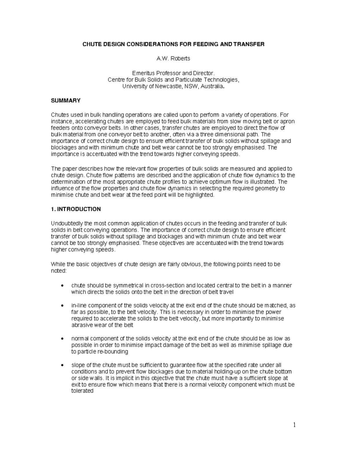 3.chute design considerations for feeding and transfer - CHUTE DESIGN ...