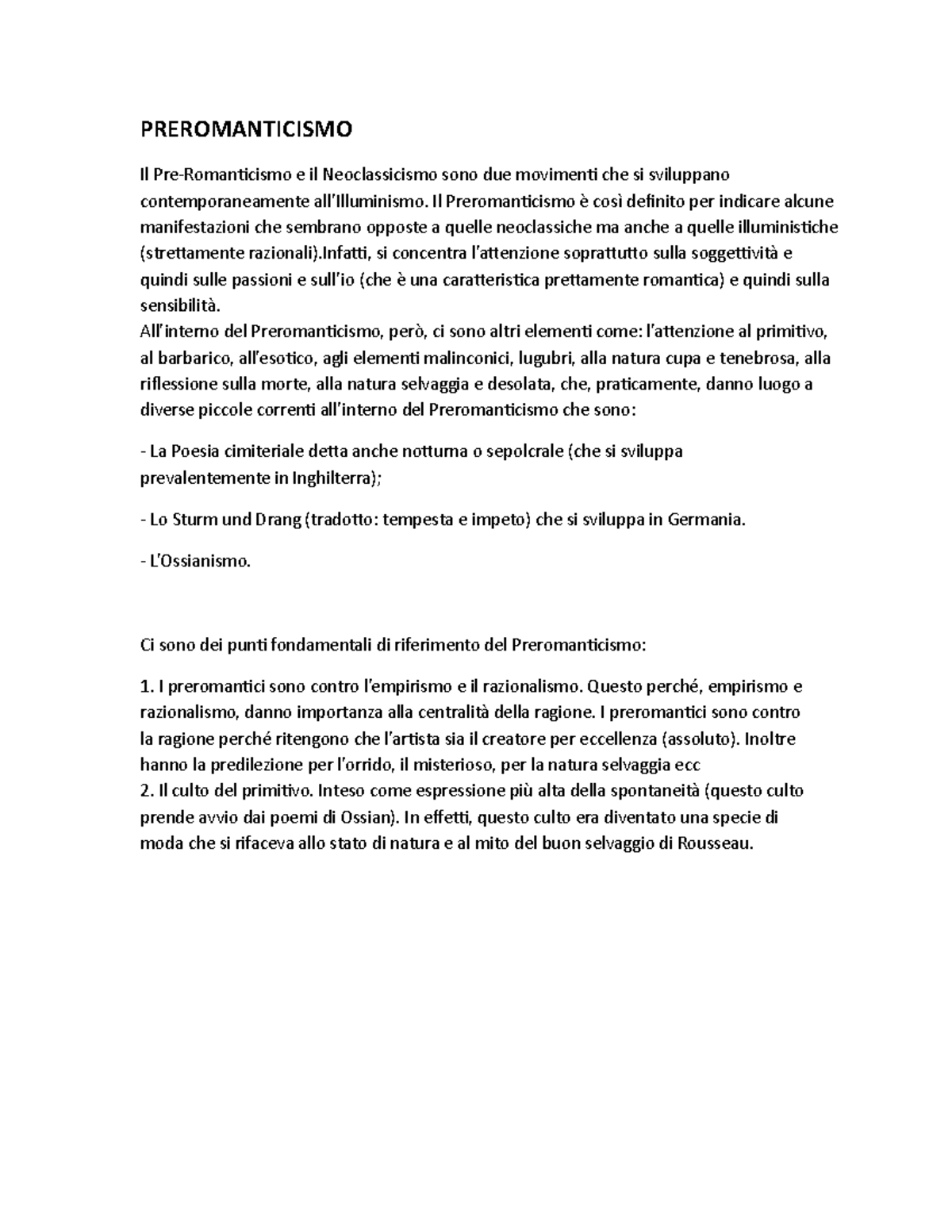 Preromanticismo - Riassunto Letteratura latina - PREROMANTICISMO Il Pre ...