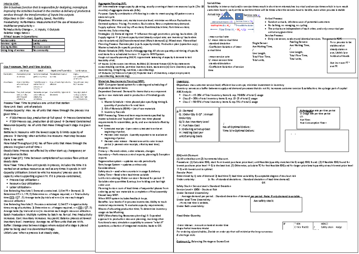 DAO2703 Cheatsheet - Set Variabilities Variability in inter-arrival and ...
