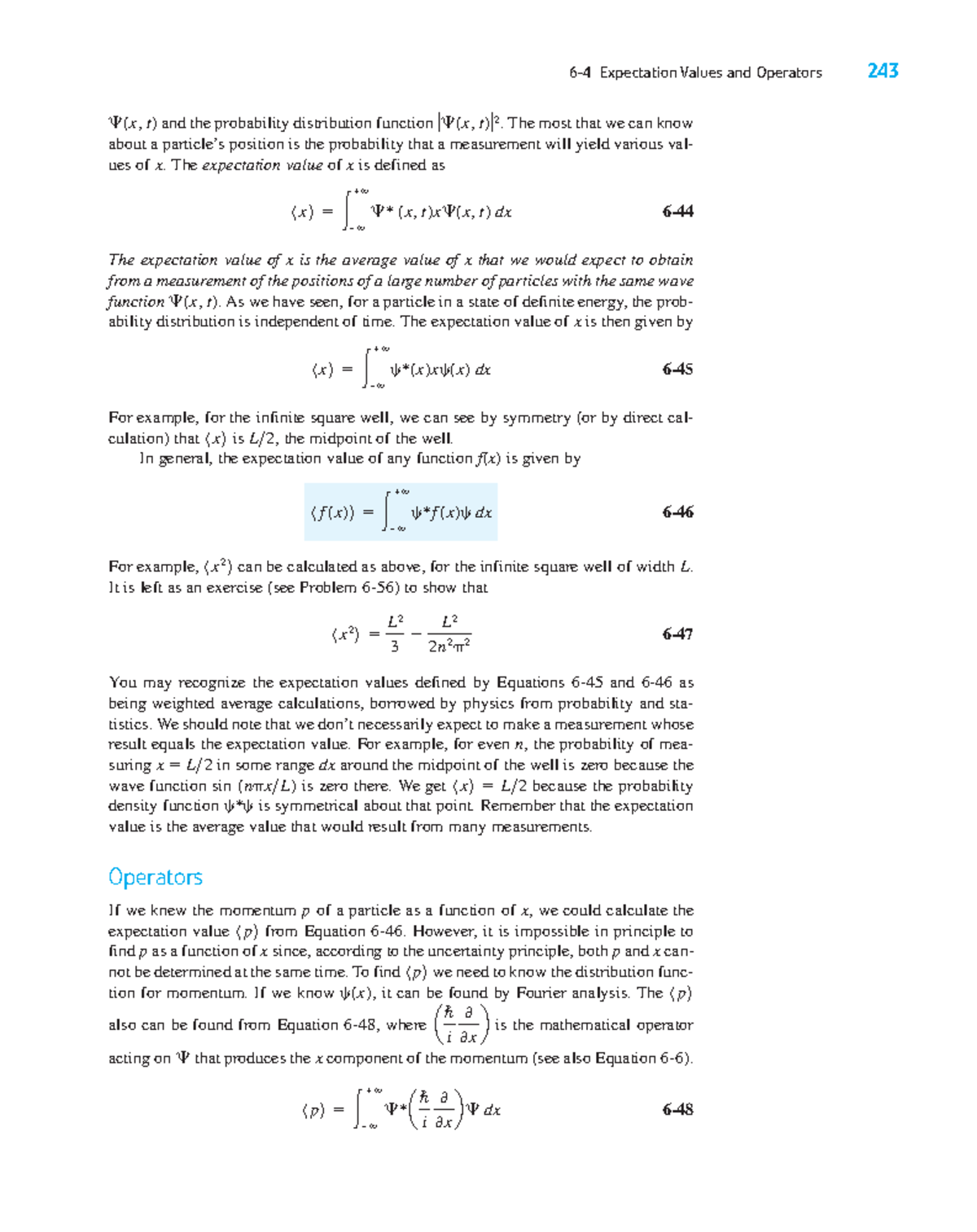 Modern Physics-25 - Notebook - 6-4 Expectation Values and Operators 243 ...