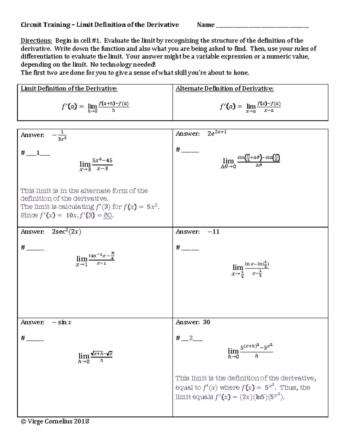 Circuit - Limit Definition of the Derivative - Circuit Training – Limit Definition of the ...