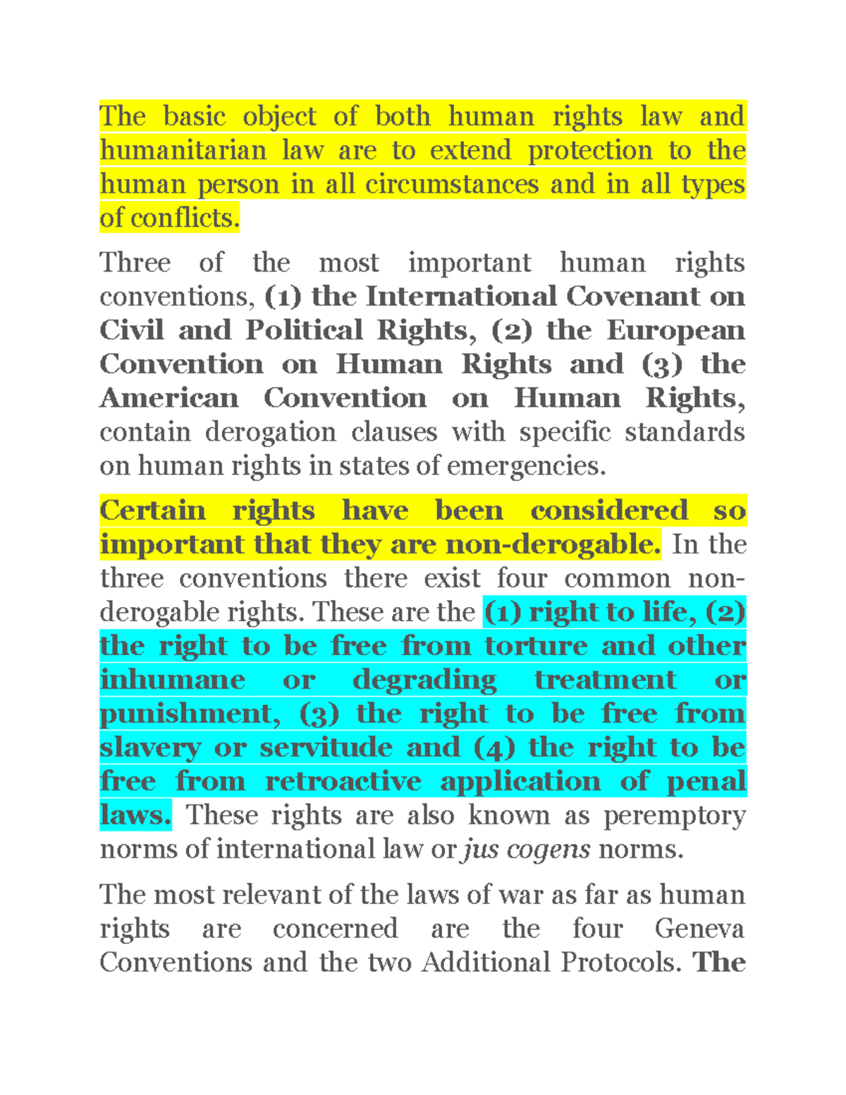Notes - The basic object of both human rights law and humanitarian law ...